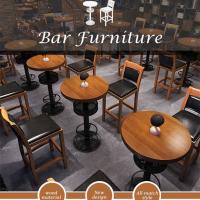 China Industrial Style Bar Table Set Solid Wood Metal 65x65x105 cm High Stool for sale