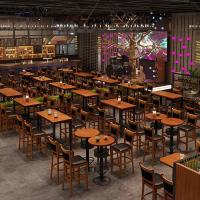 China Industrial Style Bar Table Set Solid Wood Metal 65x65x105 cm High Stool for sale