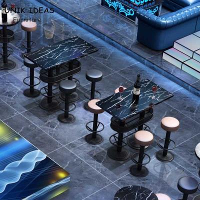 China Custom Bar KTV Table 1050mm Height Powder Coated Iron and Wood Nightclub Furniture for sale