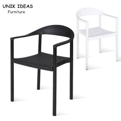 China PP Plastic Stacking Outdoor Leisure Chair with Armrest 35x42x78 CM White Black for sale