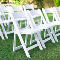 China White Resin Folding Wedding Chair 44x43x78cm Outdoor Hotel Event Lawn Chair for sale