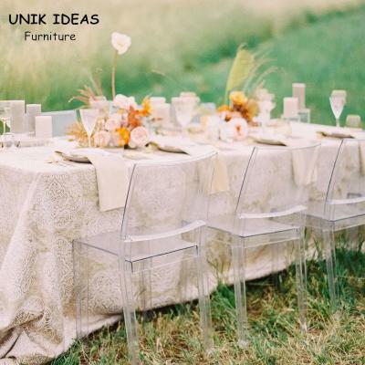 China Clear Ghost Crystal Wedding Chair 81cm PC Plastic Outdoor Garden Furniture for sale