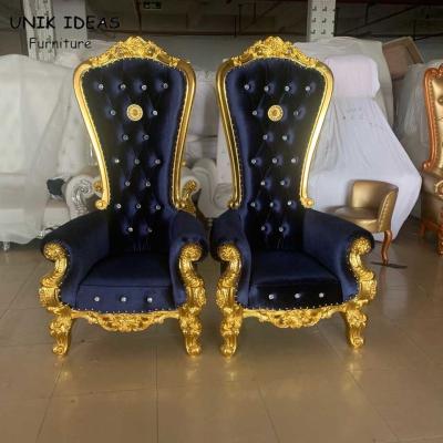 China Gold Royal Sofa King Queen Throne Chairs for Wedding Rental 1000x800x1820mm for sale
