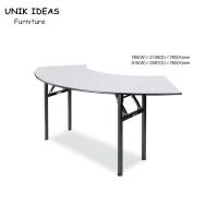 China Arc Shaped Crescent Folding Table 6ft 8ft Banquet Furniture with PVC MDF HPL Top for sale