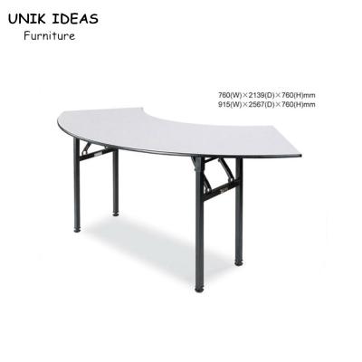 China Arc Shaped Crescent Folding Table 6ft 8ft Banquet Furniture with PVC MDF HPL Top for sale