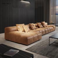 China Grey Leather Corner Sectional Sofa 4 Seater 80x96 Inch Modern Couch Chaise for sale
