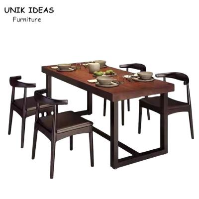 China Solid Wood Dining Table Set 4 Seater 180x80cm Modern Restaurant Furniture for sale