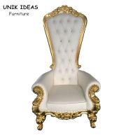 China High Back Gold King Wedding Throne Chair 1750x520x550mm Stainless Steel 350kg Capacity for sale