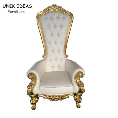 China High Back Gold King Wedding Throne Chair 1750x520x550mm Stainless Steel 350kg Capacity for sale