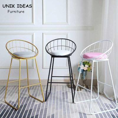 China Nordic Velvet Bar Stools 65 85 95cm Height Gold Metal Legs Counter Height Chair for sale