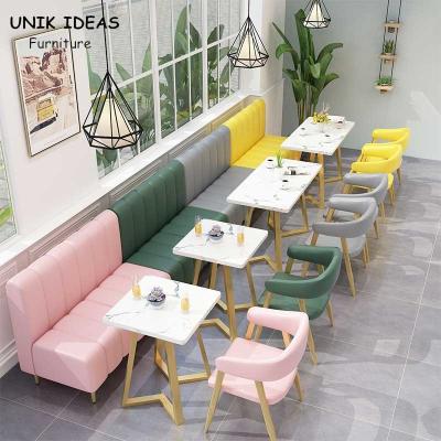 China Nordic Pink Leather Dining Table and Chair Set 1200mm Restaurant Furniture for sale