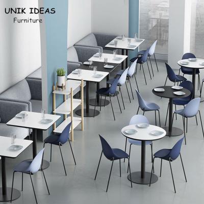 China Modern 80x80cm Square Dining Table with MDF Top and Iron Base for Restaurant Cafe for sale