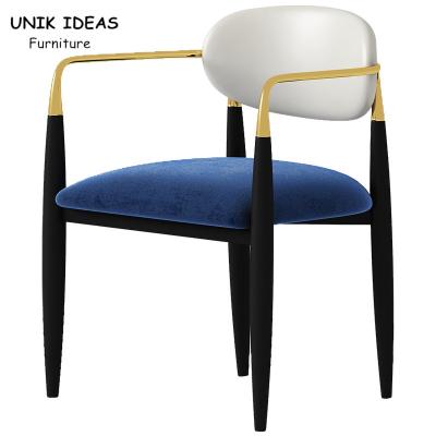 China Navy Blue Tufted Leather Dining Chair Set Metal Frame 58x58x73CM Custom Color for sale