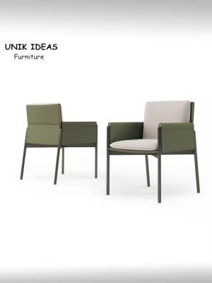 China Saddle Leather Dining Chair with Steel Frame 58x62x81cm Modern Minimalist Side Chair for sale