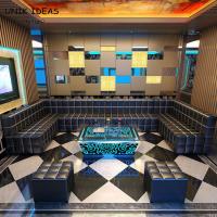 China 11  10 Seater Blue Black U Shaped Sectional Sofa With Recliners Led Cube Table for sale