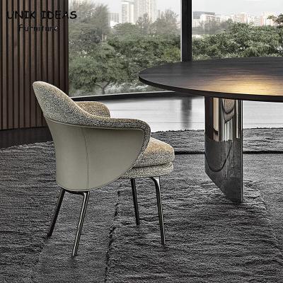 China Euro Nordic Highback Dining Chair Steel Frame Fabric Upholstered 200 lb Capacity Villa Living Room for sale