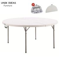 China 6ft 8ft Folding Round Plastic Banquet Table 10 Seater Outdoor HDPE Steel Frame for sale