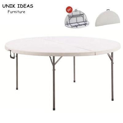 China 6ft 8ft Folding Round Plastic Banquet Table 10 Seater Outdoor HDPE Steel Frame for sale
