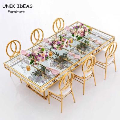 China 12 Foot Folding Banquet Table Rectangle Crystal Glass Stainless Steel 2400x1200x750mm for sale