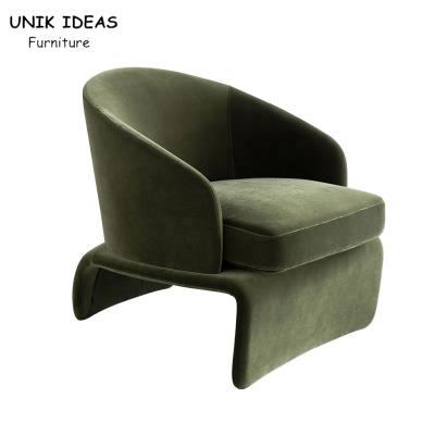 China Italian Design Velvet Single Seater Armchair Green 75x82x69cm Solid Wood Frame for sale