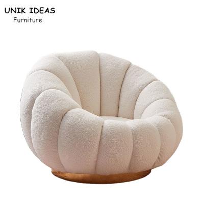 China Single Seater Recliner Armchair White Pumpkin Fabric Leisure Chair 95x100x70cm for sale