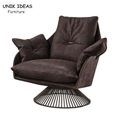 China Luxury Single Seater Swivel Chair Sofa Armchair Comfortable Leather Leisure 15kg for sale