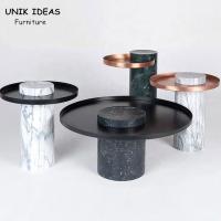 China Marble Top Round Center Table 400x420mm Stainless Steel Base Modern Dining Room for sale