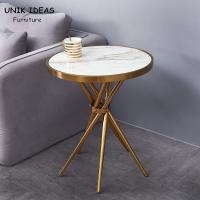 China Modern Round Marble Coffee Table 50x50x60cm Stainless Steel Small Side Table for Bedroom for sale
