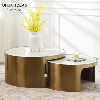 China 70x70cm Luxury Center Table Stainless Steel Marble Coffee Table for Living Room Bedroom for sale