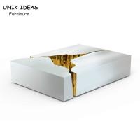 China Modern White Stainless Steel Coffee Table 1100x700x340 mm Living Room Furniture for sale