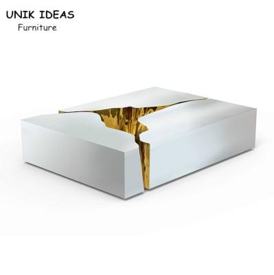 China Modern White Stainless Steel Coffee Table 1100x700x340 mm Living Room Furniture for sale