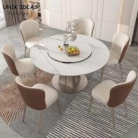 China 120cm Round Extendable Dining Table with 4-6 Chairs and Rotating Turntable for sale