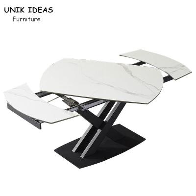 China 2 Seater Small Extendable Dining Table And Chairs Black White Long Flexible Sets for sale
