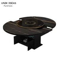 China Extendable Dining Table Set 6-8 Seats with Induction Cooker 120cm Grey Rock Slate for sale