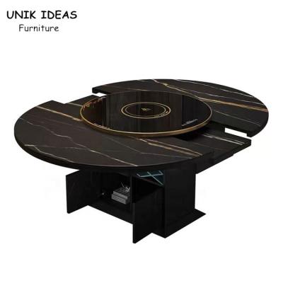 China Extendable Dining Table Set 6-8 Seats with Induction Cooker 120cm Grey Rock Slate for sale