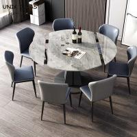 China Italian Rock Slab Extendable Dining Table 7 Piece Set Folding 120cm Ash Wood for sale