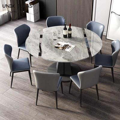 China Italian Rock Slab Extendable Dining Table 7 Piece Set Folding 120cm Ash Wood for sale