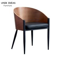 China Costes Nordic Style Dining Chair Wood PU Seat 49x42x69 cm Walnut for sale