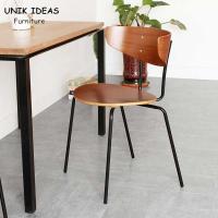 China Nordic Minimalist Dining Chair Metal Legs 75.5CM Plywood Seat for Coffee Shop for sale