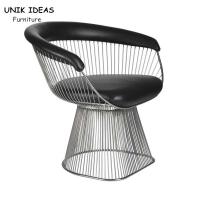 China 304 Stainless Steel Wire Metal Dining Chair 640mm Luxury Lounge Waiting Room Seating for sale