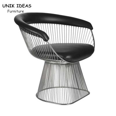 China 304 Stainless Steel Wire Metal Dining Chair 640mm Luxury Lounge Waiting Room Seating for sale