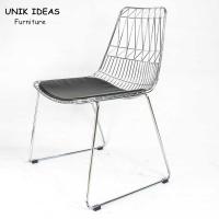 China Wrought Iron Dining Chair 46x53x80.5cm Indoor Home Leisure Metal Wire Seat Gold Silver for sale