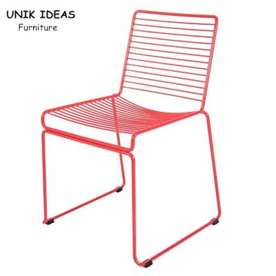 China Stacking Metal Wire Dining Chair Set of 4 51x53.5x78cm Steel Commercial Grade for sale