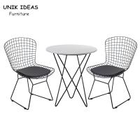 China Wire Metal Frame Dining Chair with Leather Cushion Black Custom Size for sale