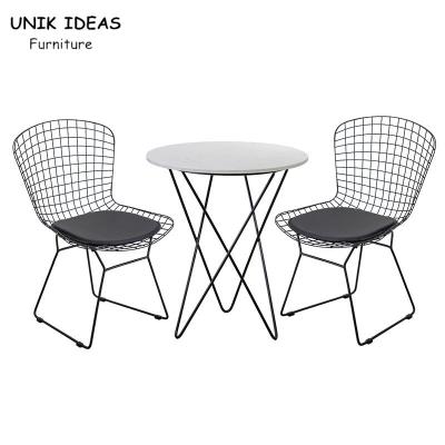 China Wire Metal Frame Dining Chair with Leather Cushion Black Custom Size for sale