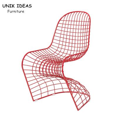 China S Shaped Metal Wire Outdoor Dining Chair 53x65x89cm Classic Designer Simple for sale