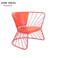 China Red Metal Frame Dining Chair 76x64x69cm Italian Minimalist for Coffee Shop Restaurant for sale