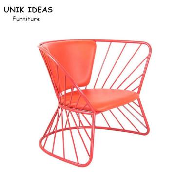 China Red Metal Frame Dining Chair 76x64x69cm Italian Minimalist for Coffee Shop Restaurant for sale