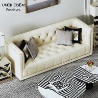 China Nordic Genuine Leather 3 Seater Sectional Sofa Sleeper White 2120mm Living Room for sale