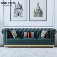 China 84 Inch Navy Blue Modular Corner Sectional Sofa with Solid Wood Frame 3 Seater 2200mm for sale